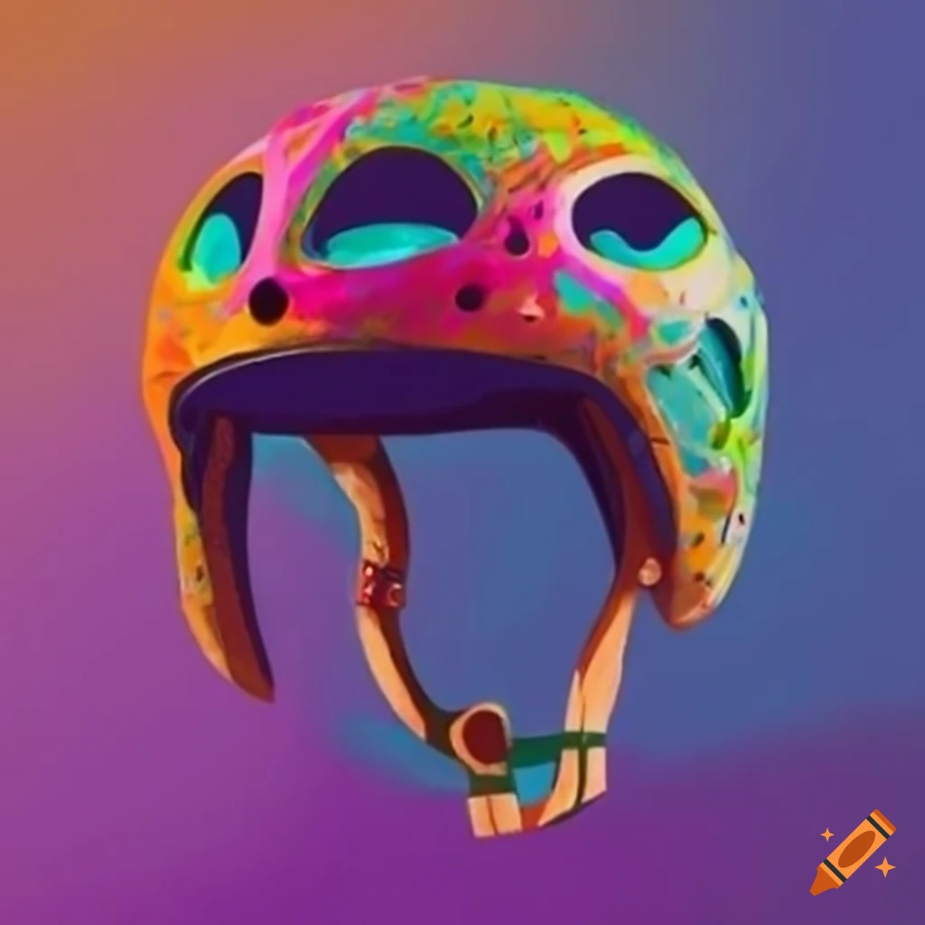 Vibrant and intricate textured bicycle helmet design on Craiyon