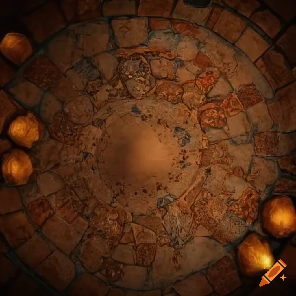 Patterned stone floor texture in an enchanted magician's room on Craiyon