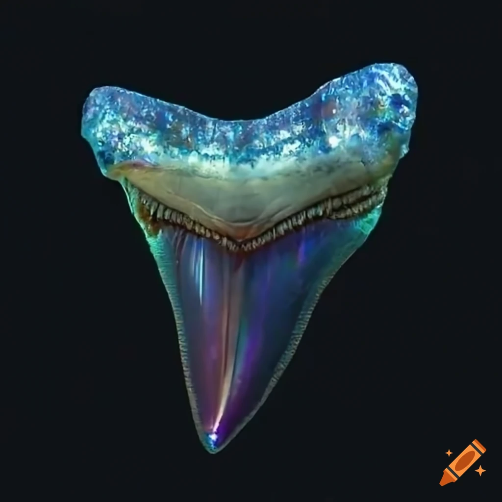 Holographic prehistoric shark tooth in crystal with soundwave patterns ...
