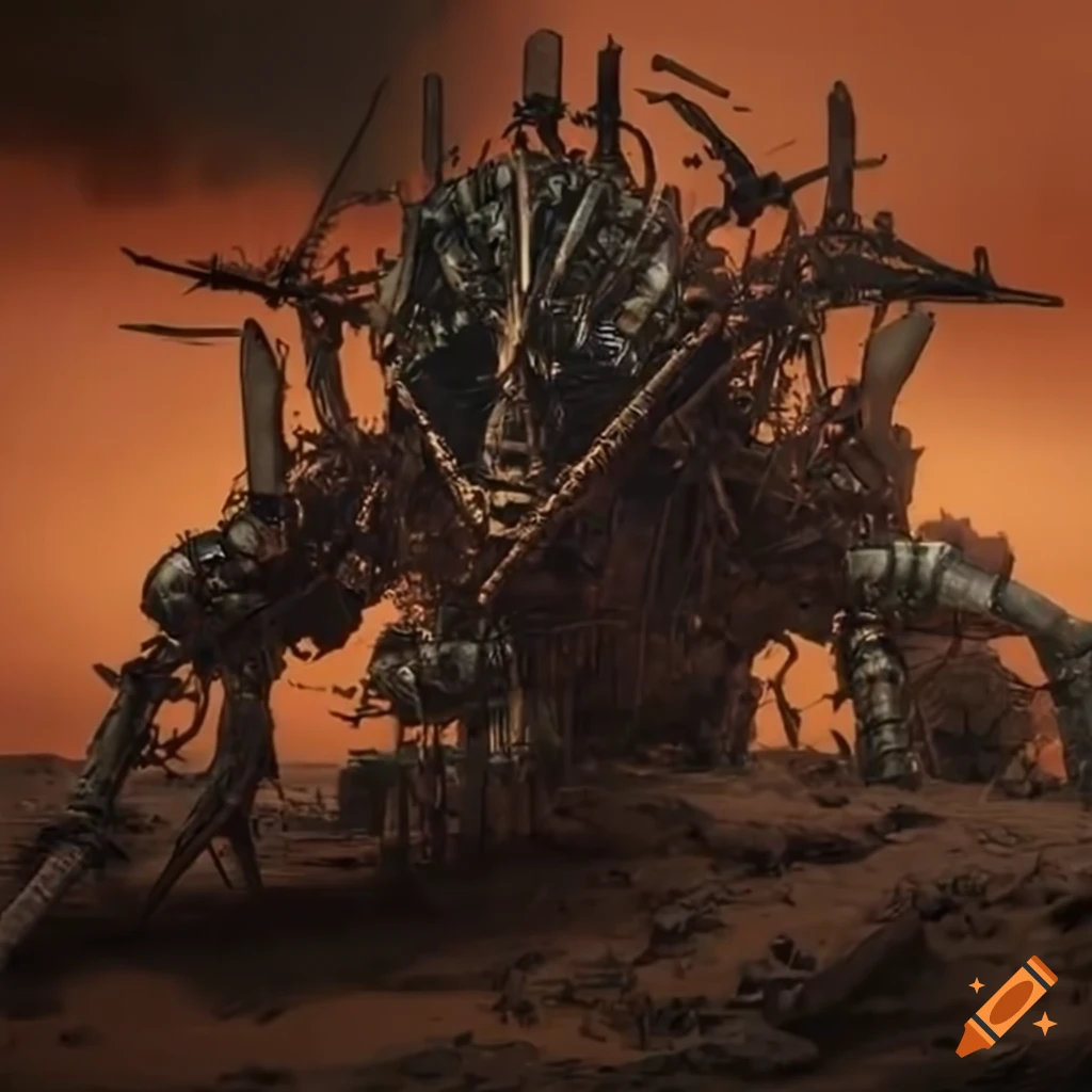 Mechanical insect guard in a post-apocalyptic desert on Craiyon