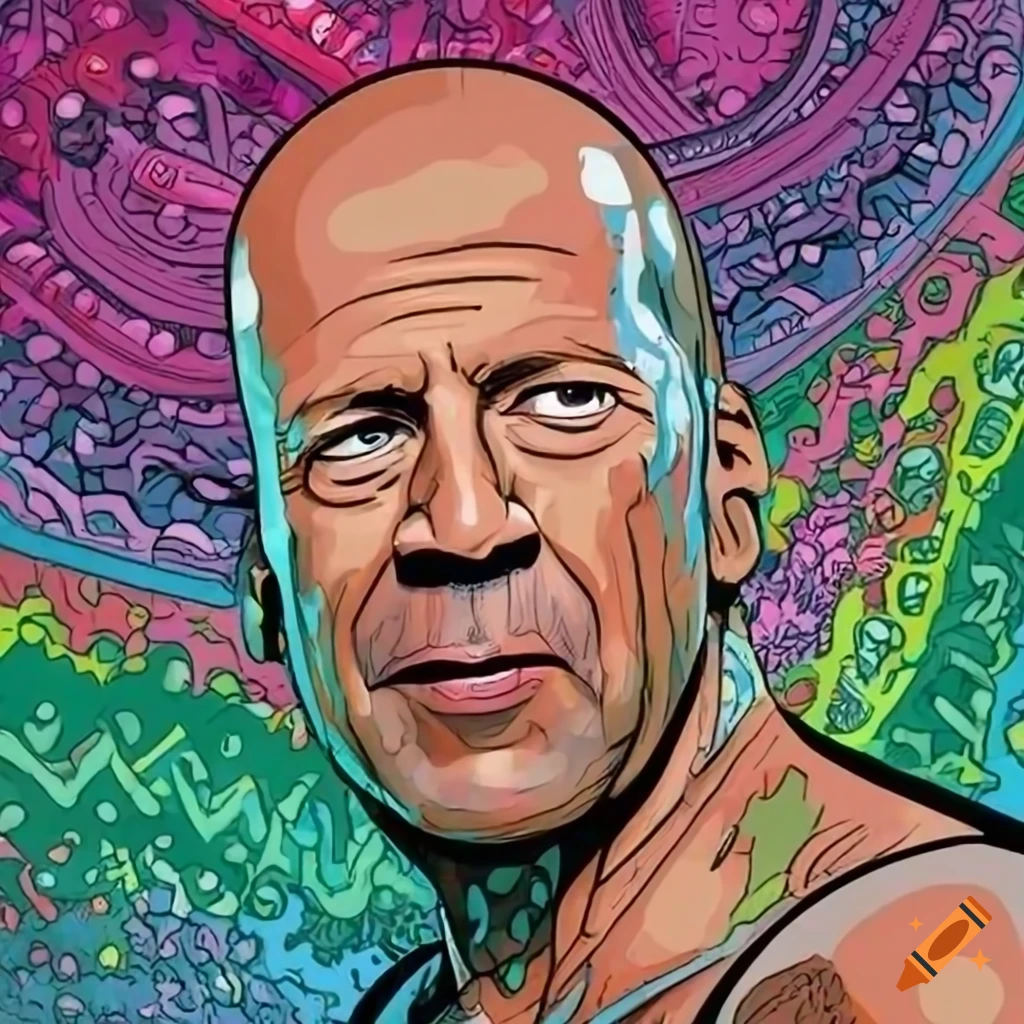 Cartoon illustration of determined character from an action movie on ...