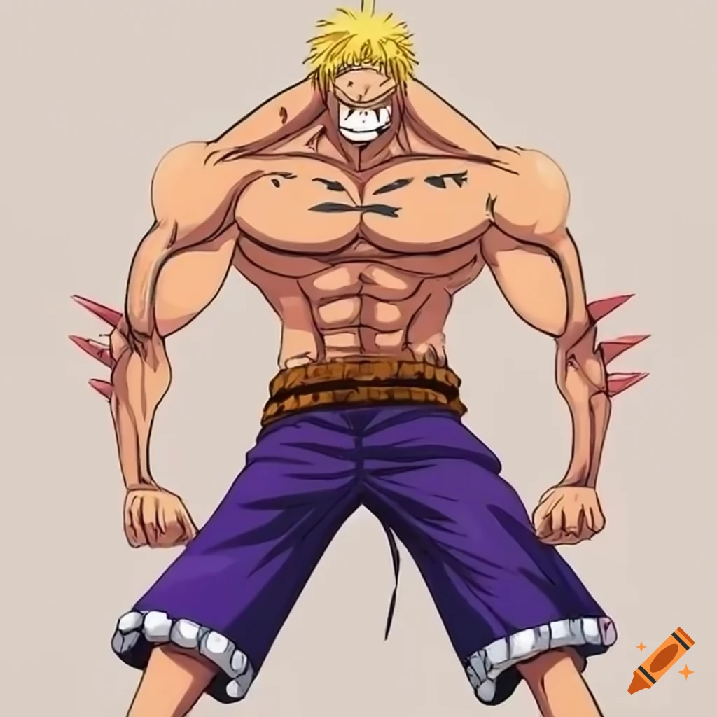 Blonde muscular man resembling a character from one piece on Craiyon