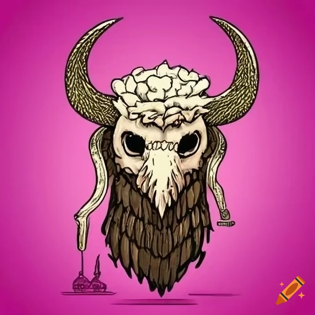 Cartoon justice eagle with bison skull in a unique aesthetic style on ...