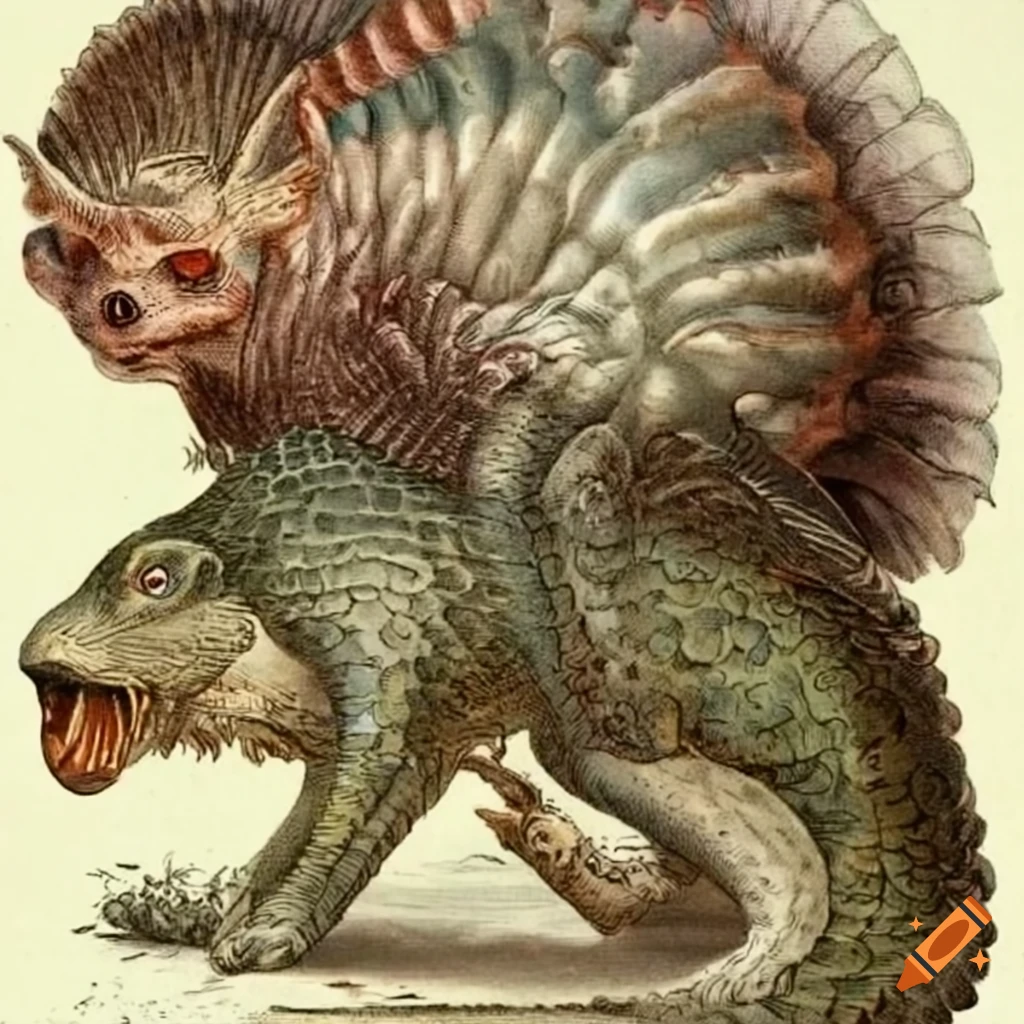 Illustrations of strange and unknown creatures from an antique science ...