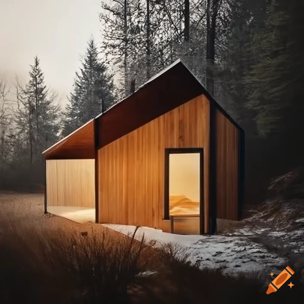 Interlocking minimalist cabin architecture design on Craiyon