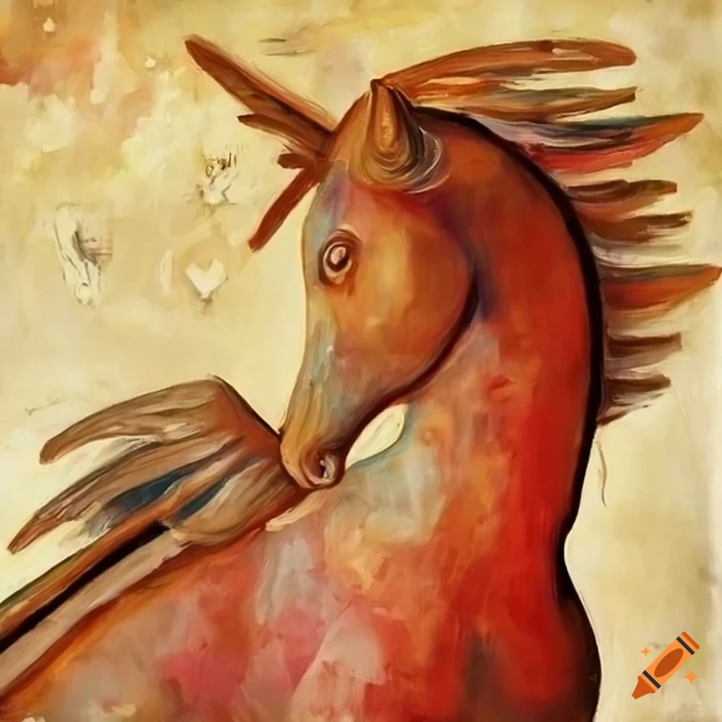 Masterful medieval painting of an abstract pegasus on Craiyon