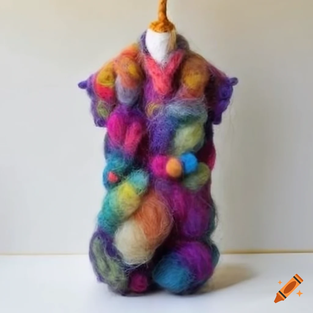 Colorful felted wool creatures in detailed clothing on Craiyon