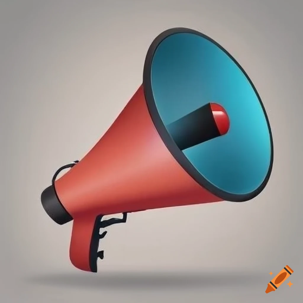 Megaphone with sound waves emanating from it on Craiyon