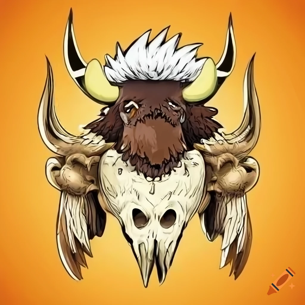 Cartoon justice eagle with bison skull on Craiyon