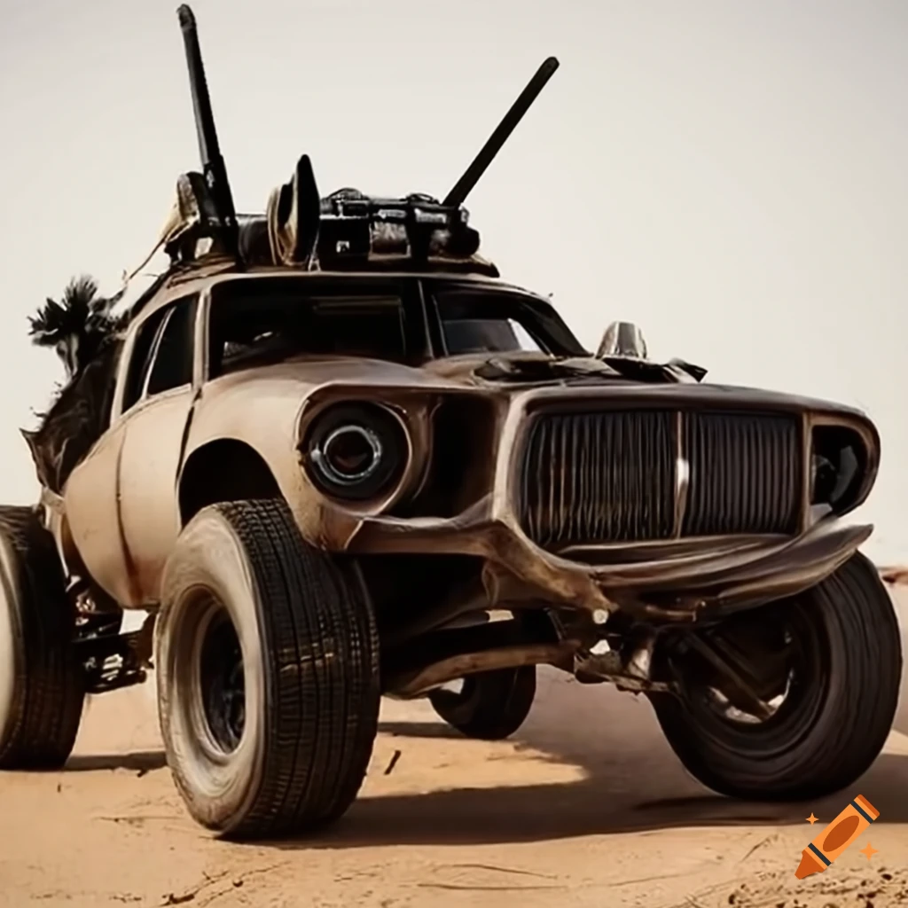 Photo realistic mad max car on Craiyon