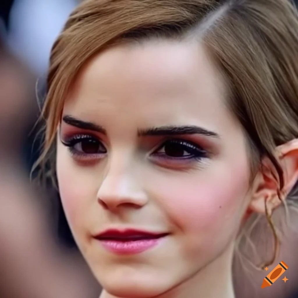 Close-up of Emma Watson's expressive face in stunning detail on Craiyon