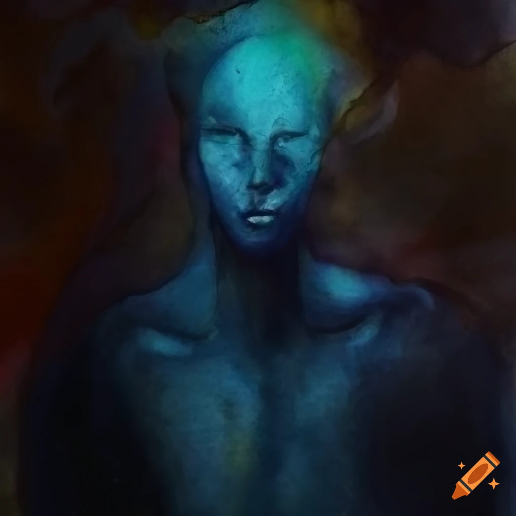 Abstract ethereal watercolor art depicting faceless shadow men on Craiyon