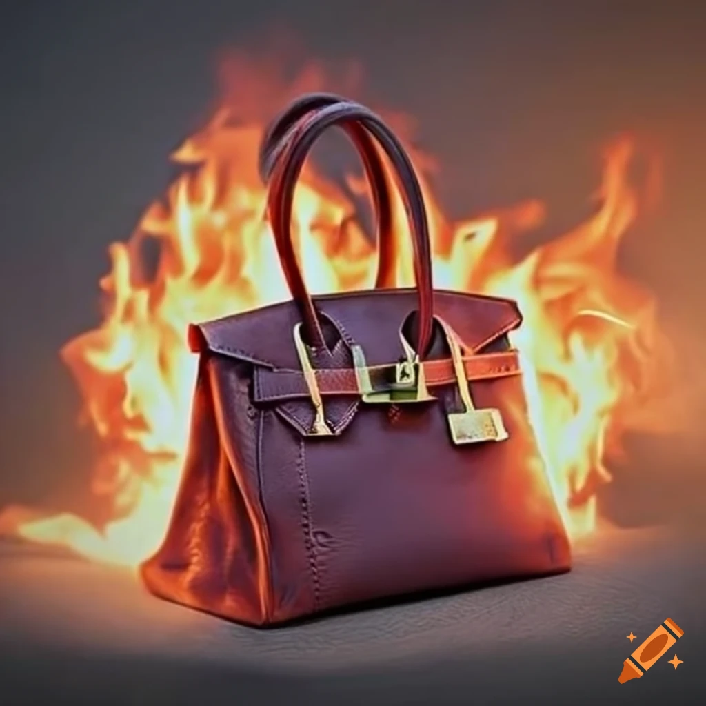 Birkin bag on fire on Craiyon