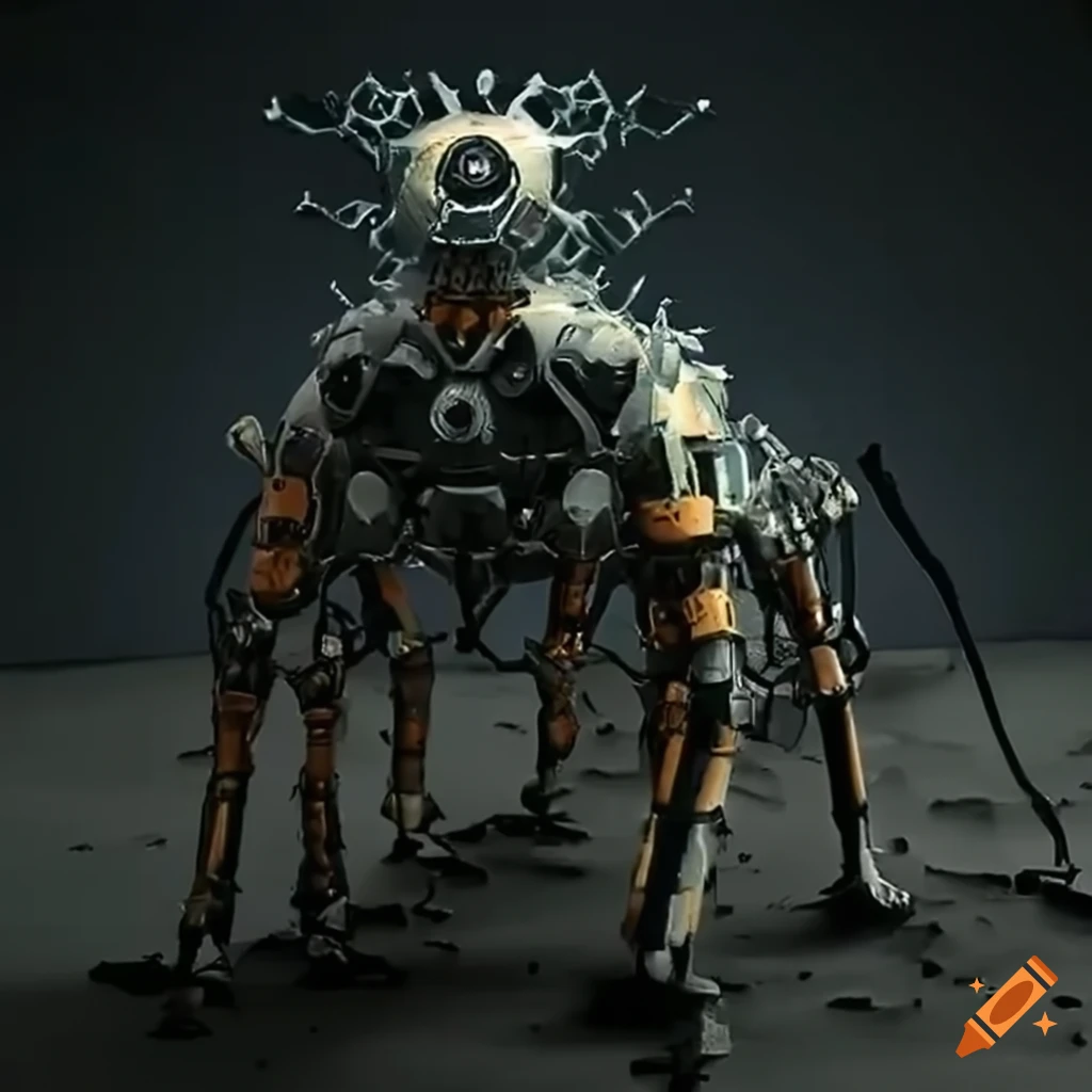 Fierce robotic insect guarding the post-apocalyptic desert on Craiyon