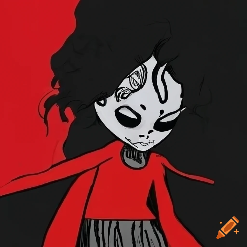 Mysterious dark character emily the strange in children's comic style ...