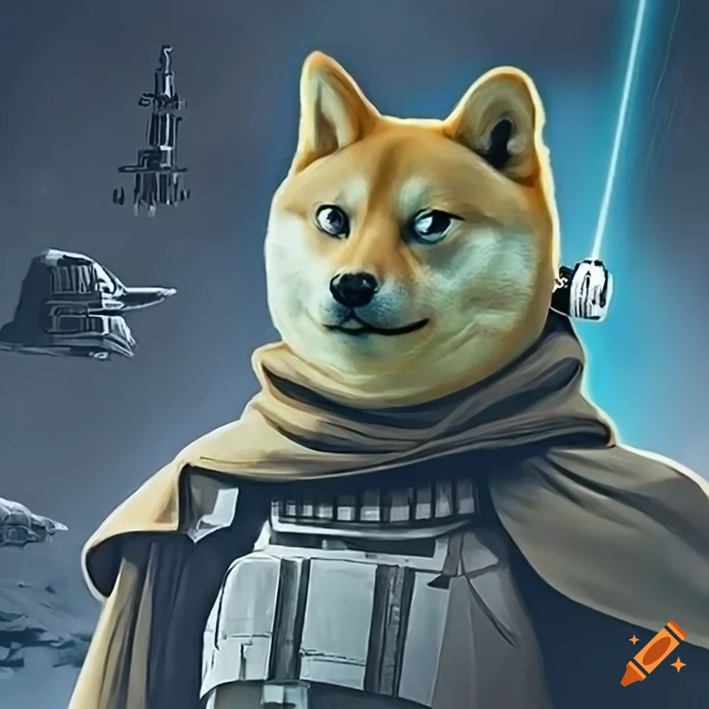 Doge meme replacing characters in star wars poster on Craiyon