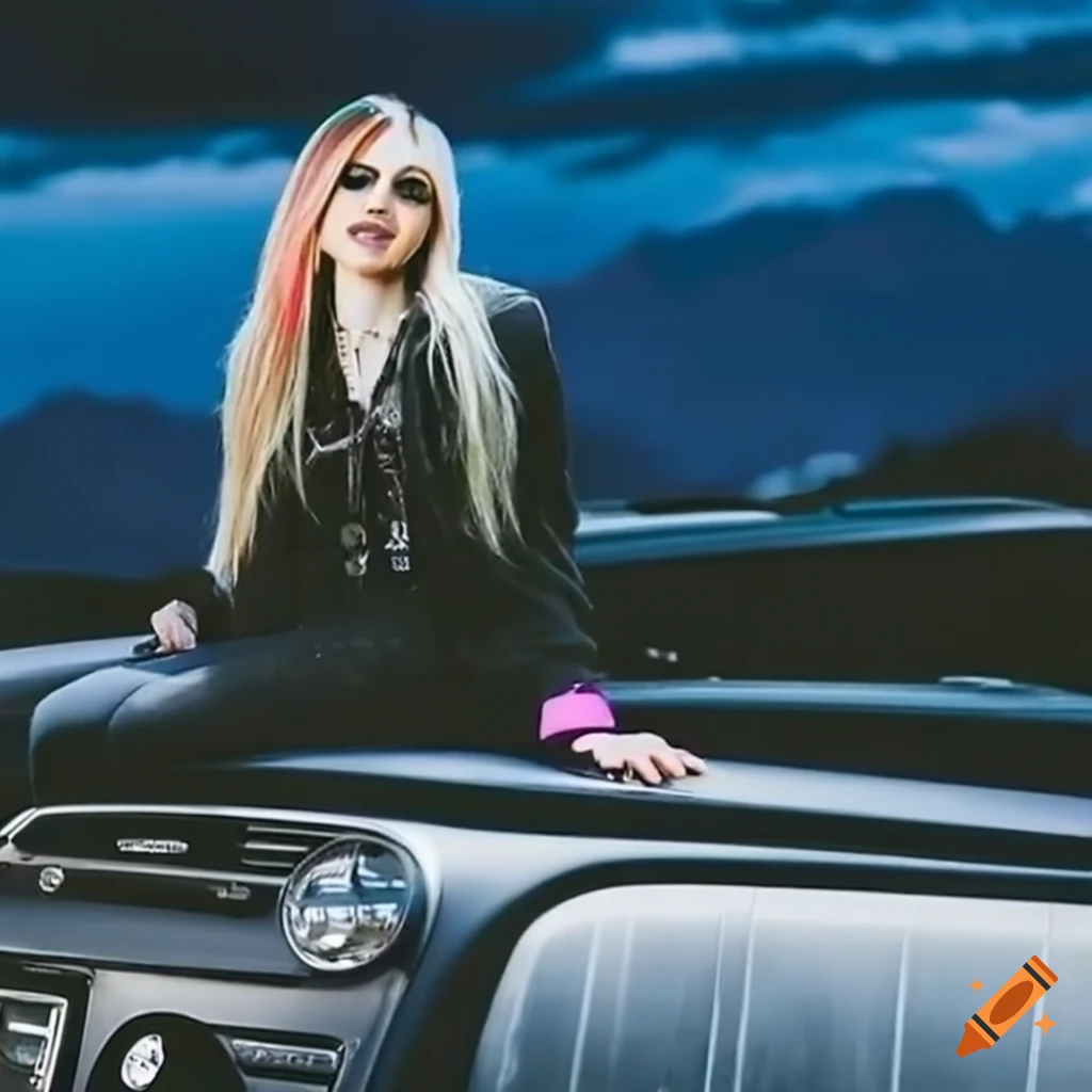 Avril lavigne driving a manual transmission car on Craiyon