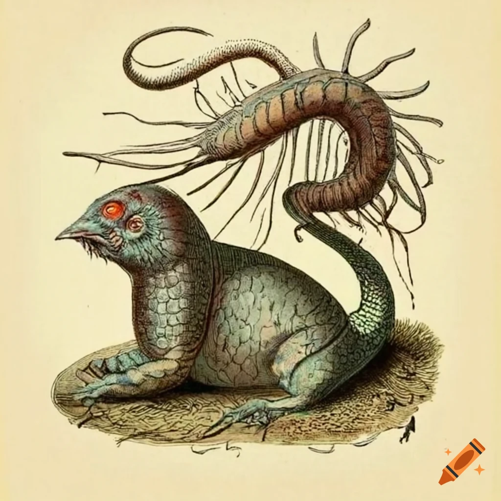 Illustrations of strange and unknown creatures from an antique science ...
