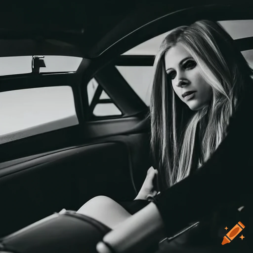 Avril lavigne driving a manual transmission car on Craiyon