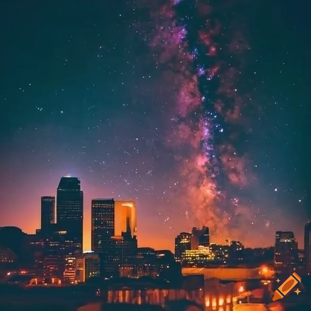 Denver Colorado city lights resembling a galaxy of orange stars at ...