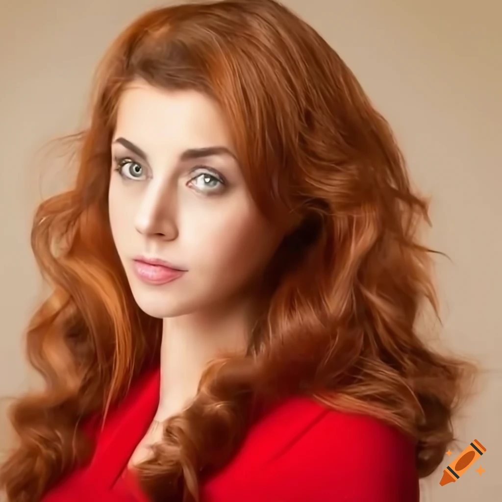 Portrait of a beautiful italian university lecturer in a red dress on ...