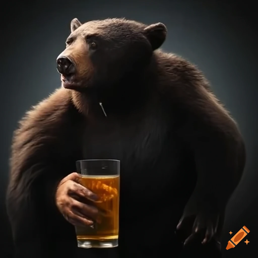 Black bear enjoying a beer on Craiyon