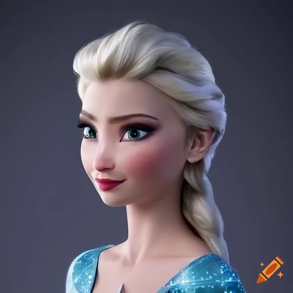 Beautiful woman morphing into elsa character on Craiyon