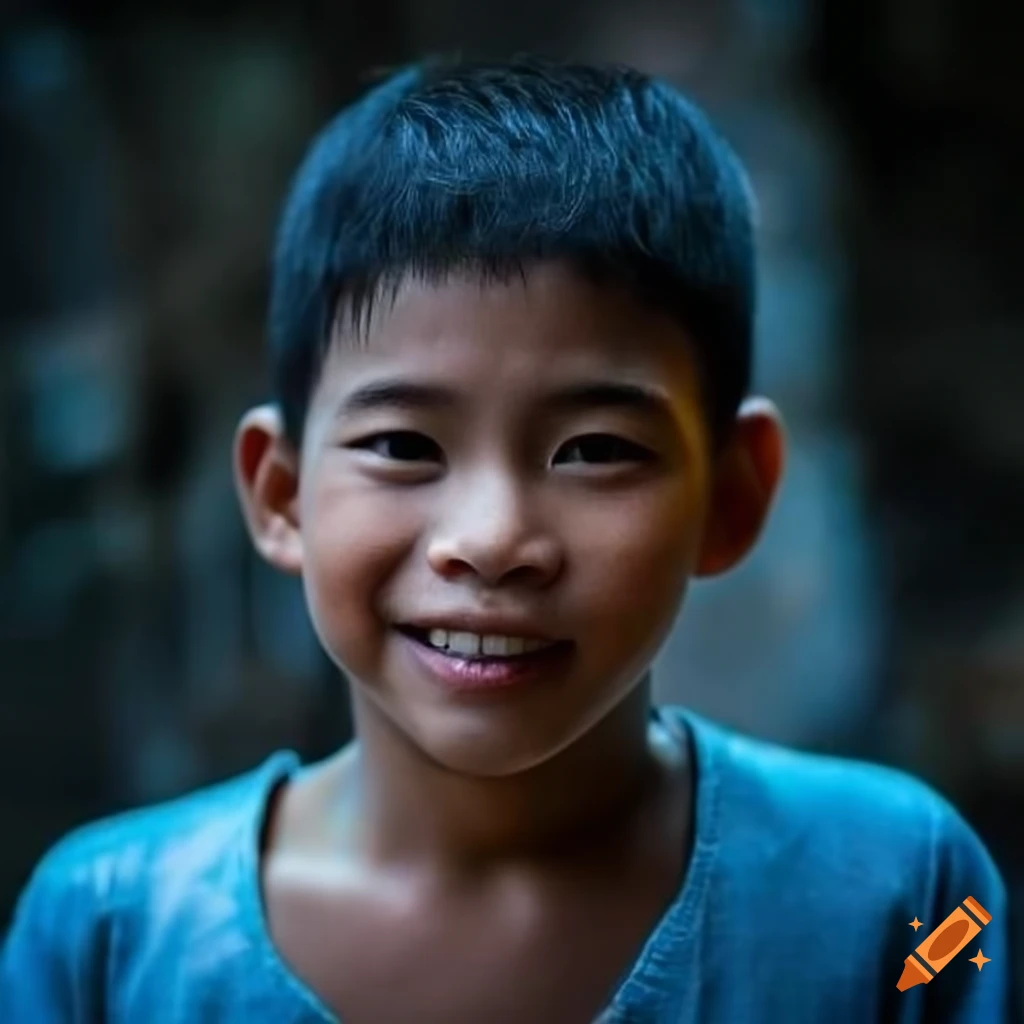 Portrait of a beautiful filipino boy with expressive features and ...