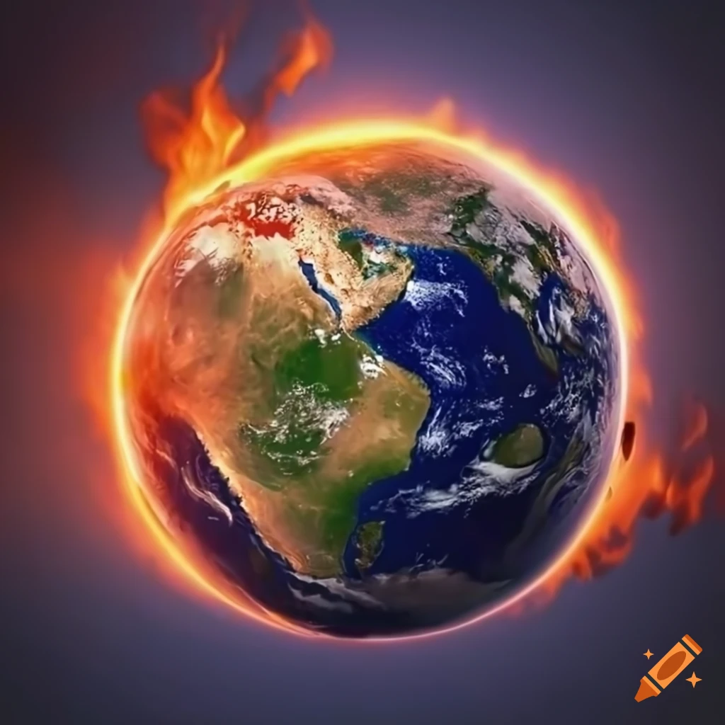 Earth on fire in high resolution on Craiyon