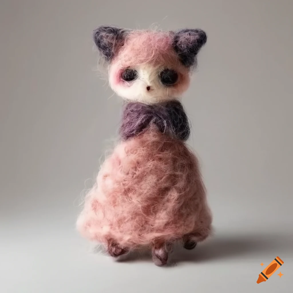 Felted wool creatures in fancy clothing on Craiyon