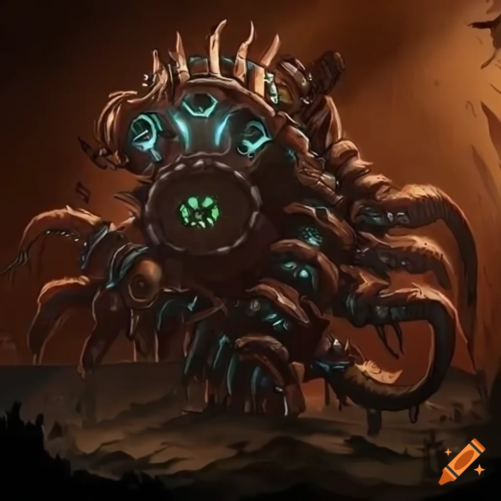 Towering mechanical centipede in epic sci-fi desert battle on Craiyon