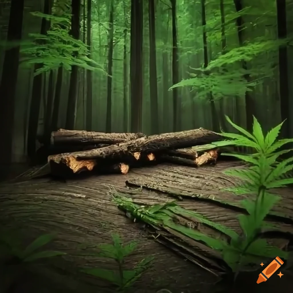 Dark sawmill deep in the woods with subtle marijuana plants for ...