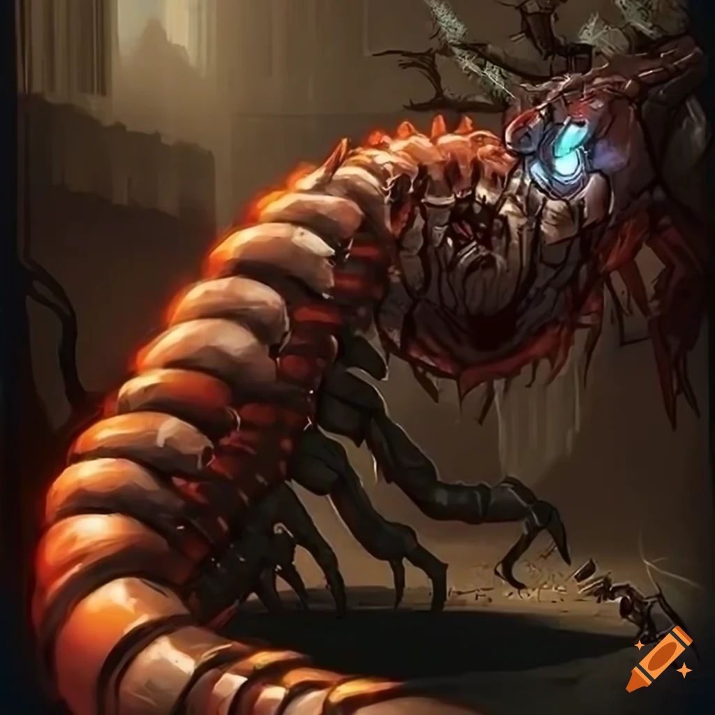 Intimidating giant robot centipede for battle in epic sci-fi RPG boss ...