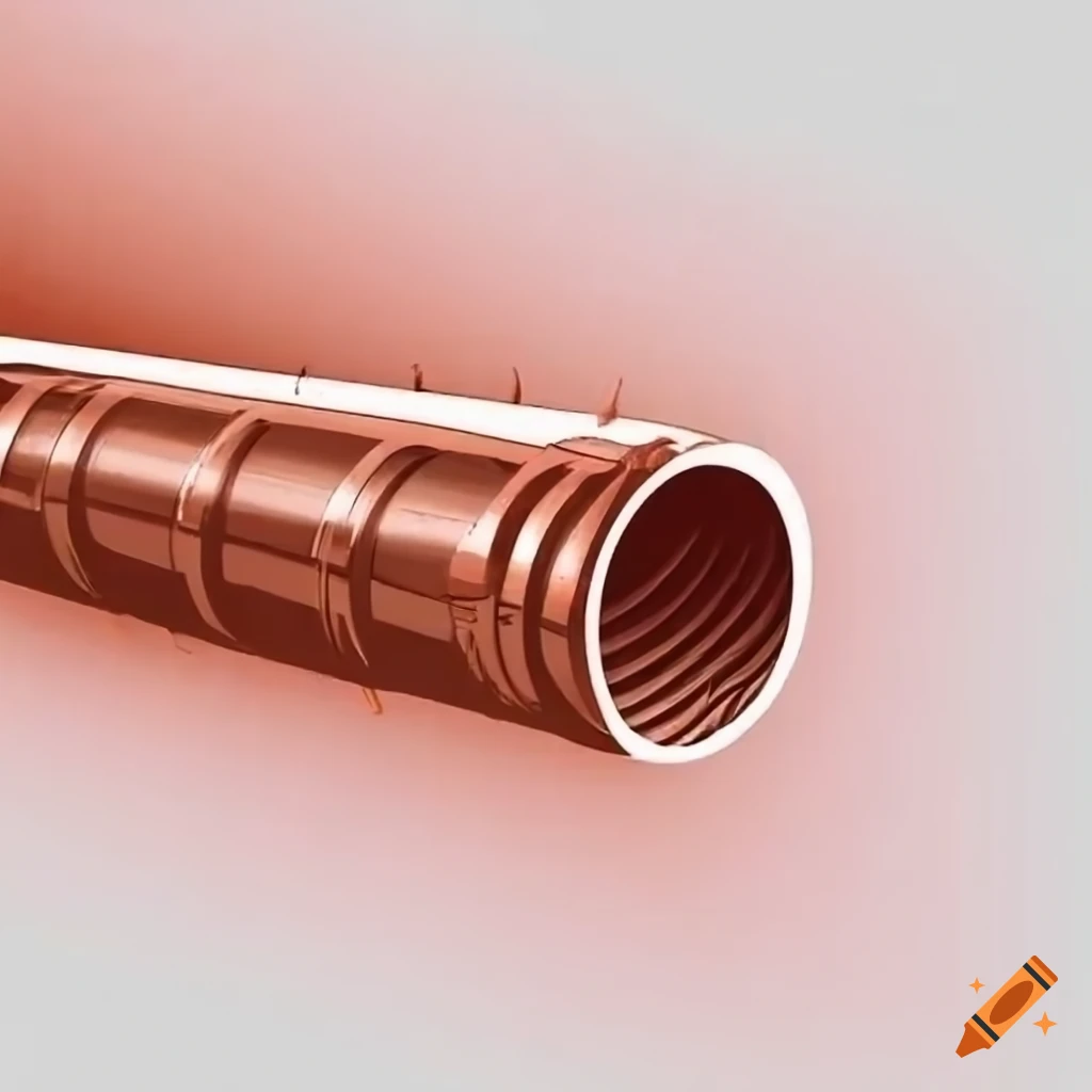 Detailed technical diagram of a copper water pipe cross section on Craiyon