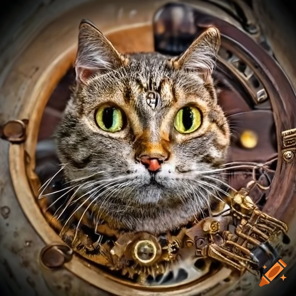 Steampunk cat on Craiyon