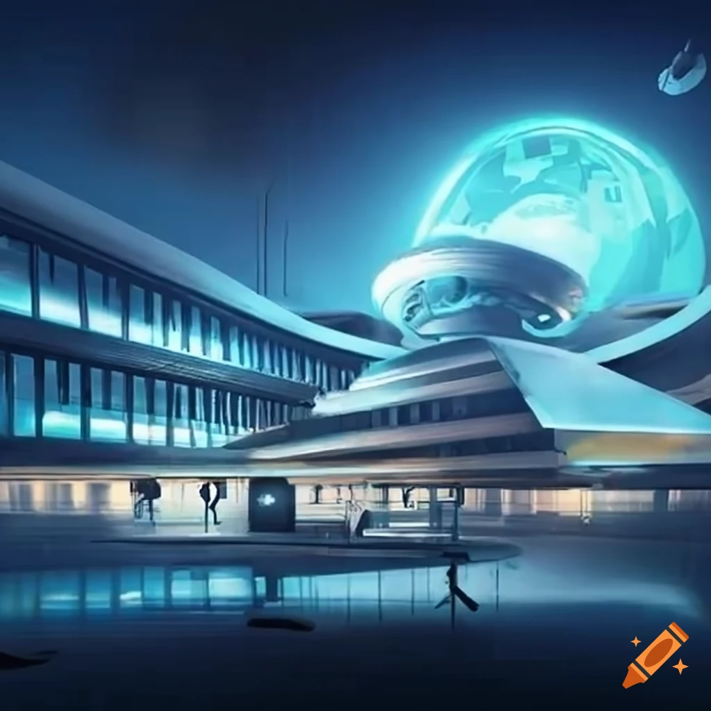 Futuristic school building on Craiyon