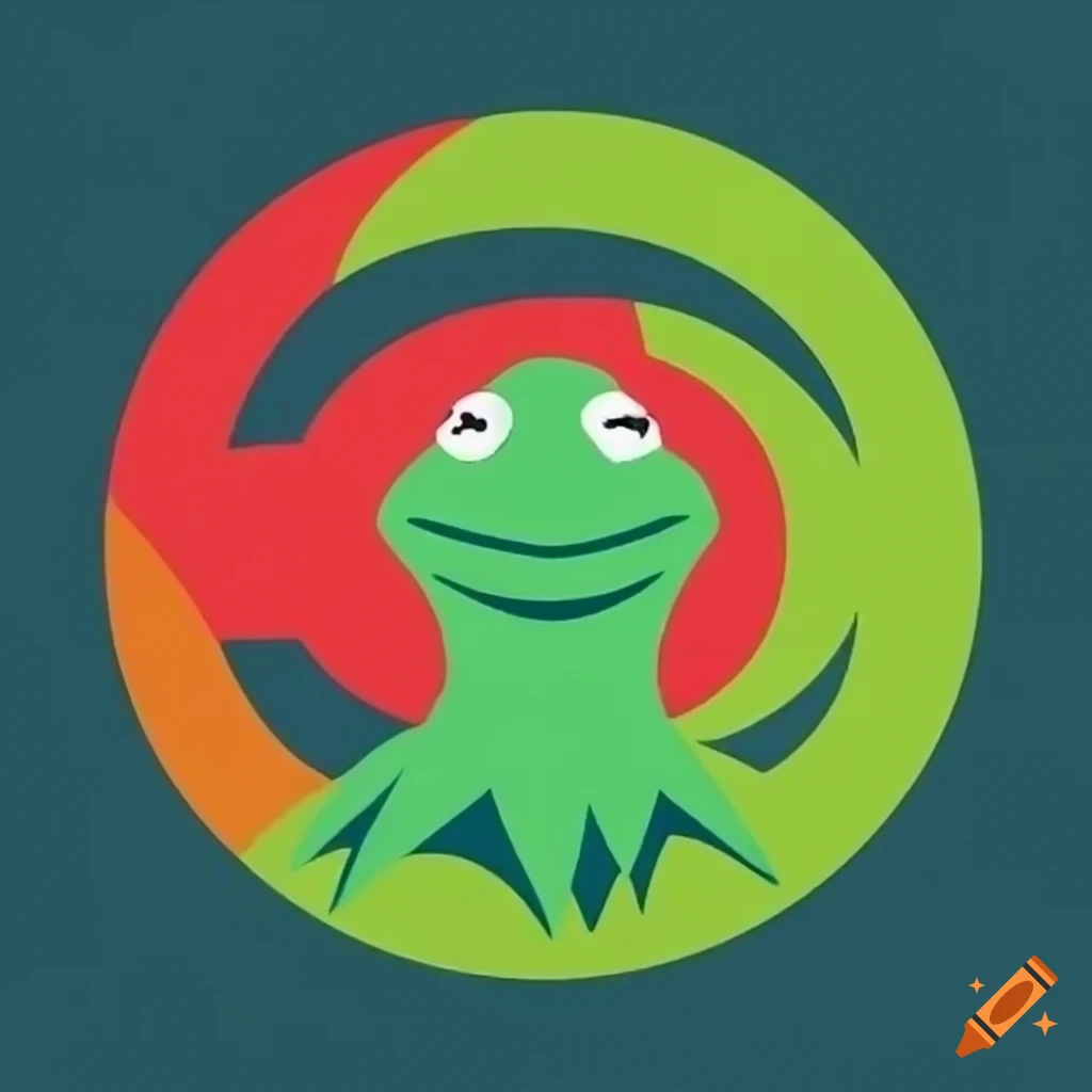 Kermit the Frog introducing the KermitAi crypto token logo on Craiyon