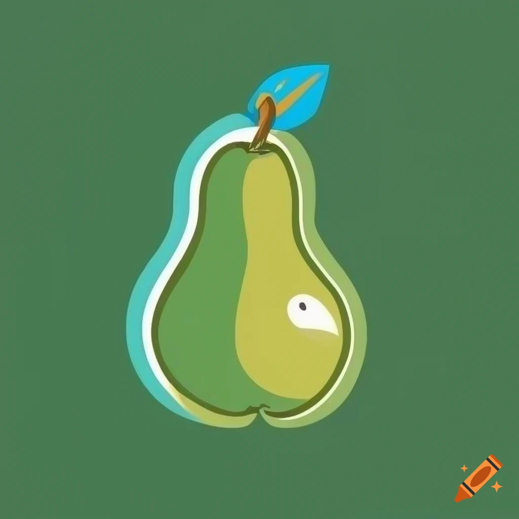 Simple line illustration of a pear fruit with two color blocks on Craiyon