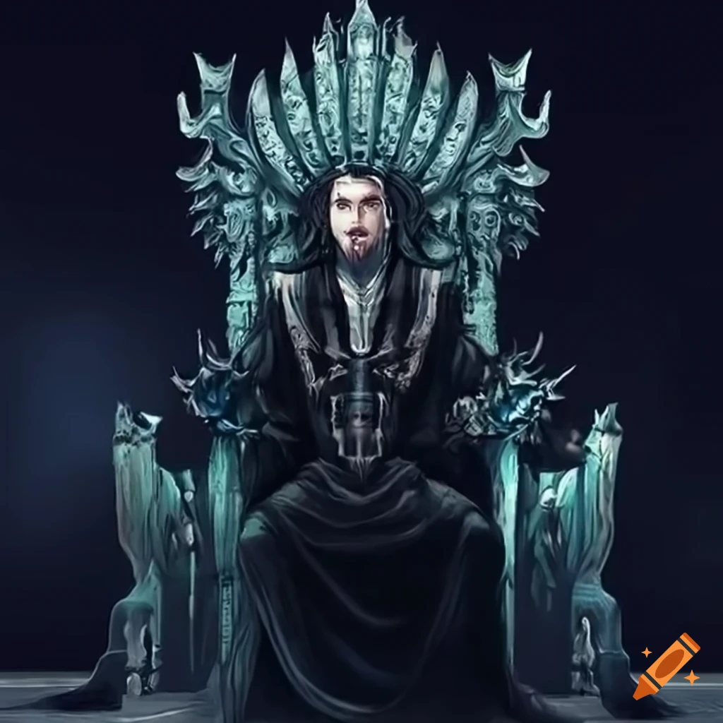 Man sitting on a throne without a visible face on Craiyon