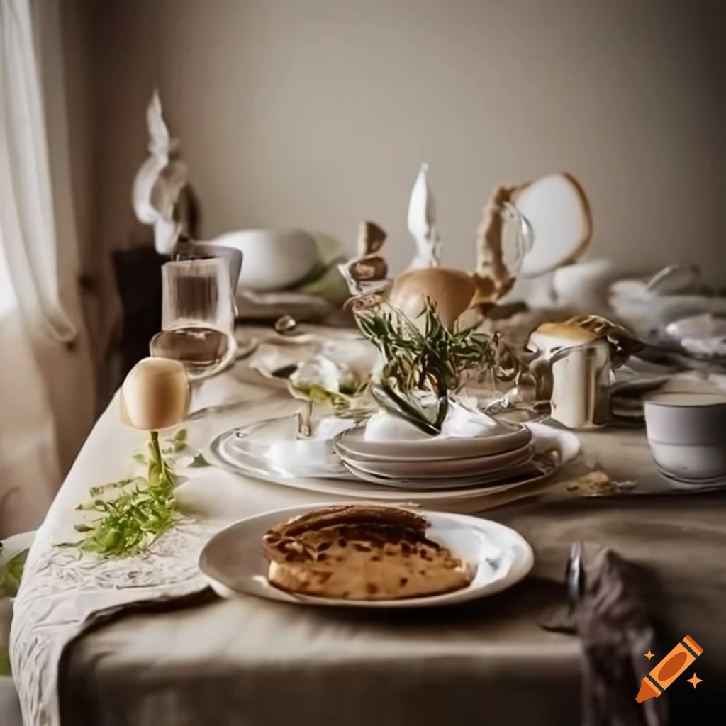 Elegant easter table setting with danish hygge style on Craiyon