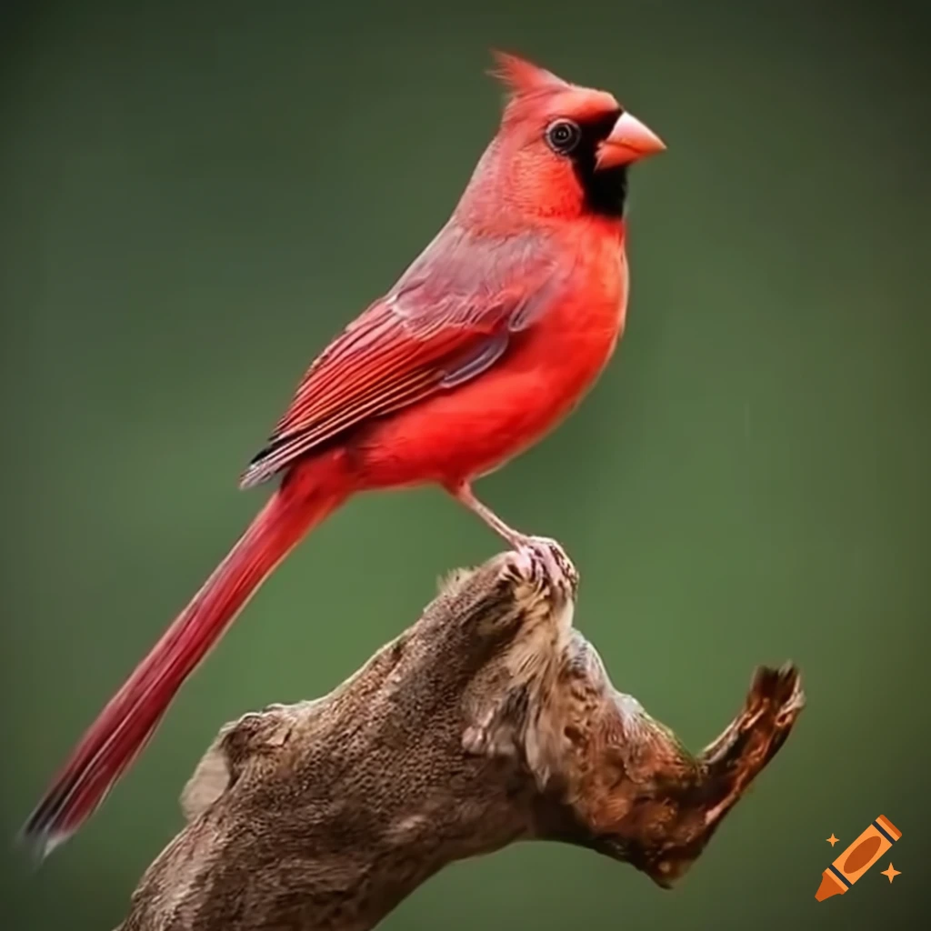 Cardinal bird riding on the back of a squirrel on Craiyon