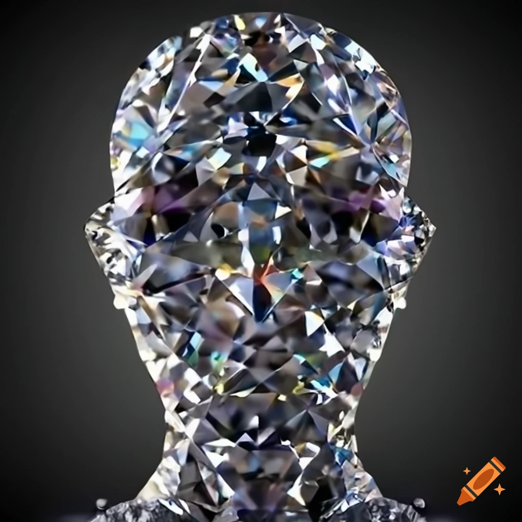 Abstract human face made of diamonds on Craiyon