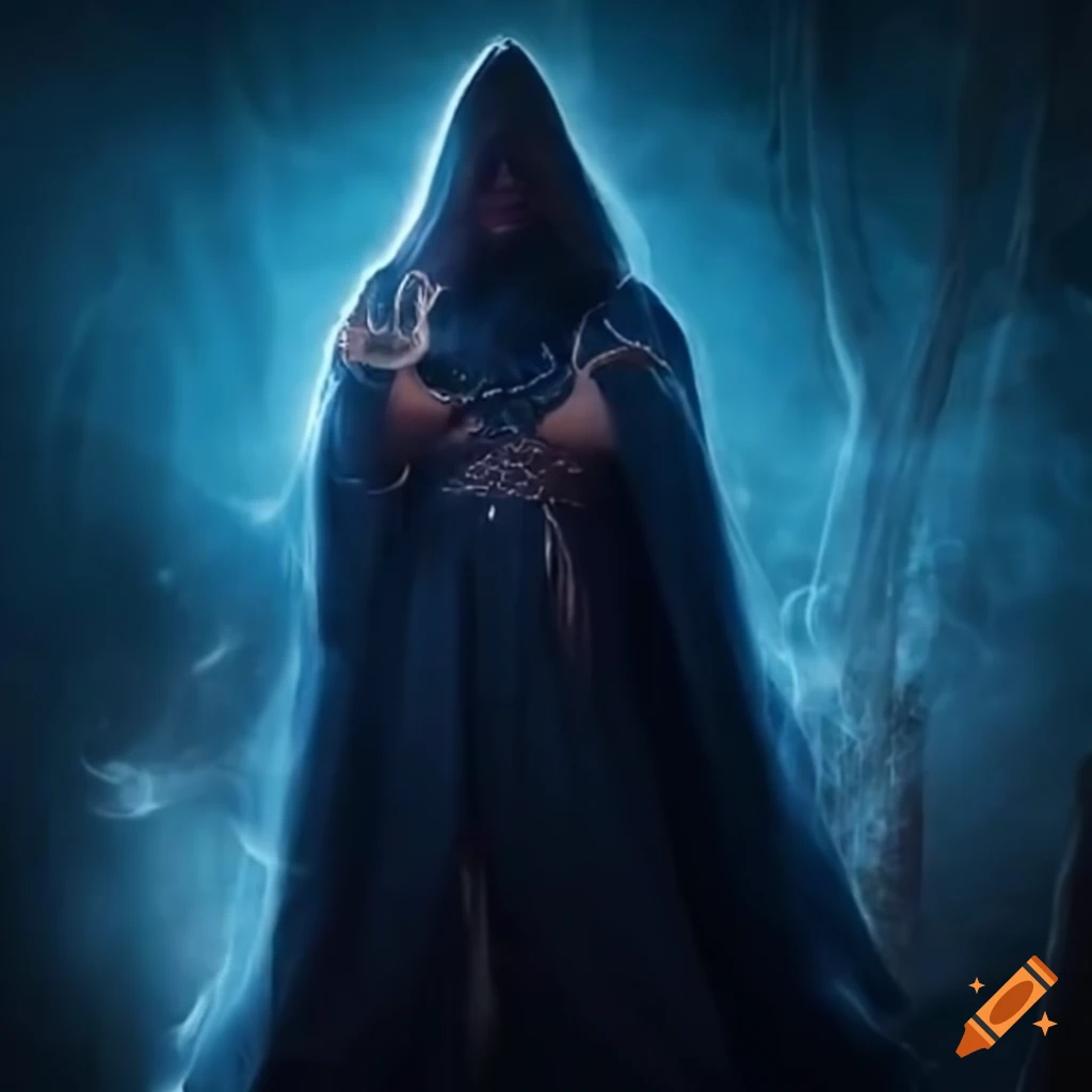 Mage in flowing robes conjuring mystical runes on Craiyon