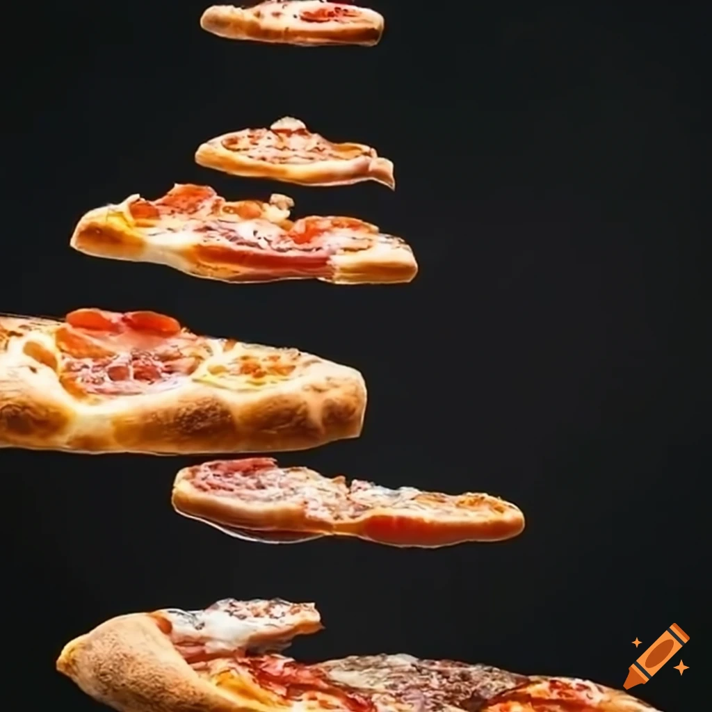 Room filled with floating pizza slices on Craiyon