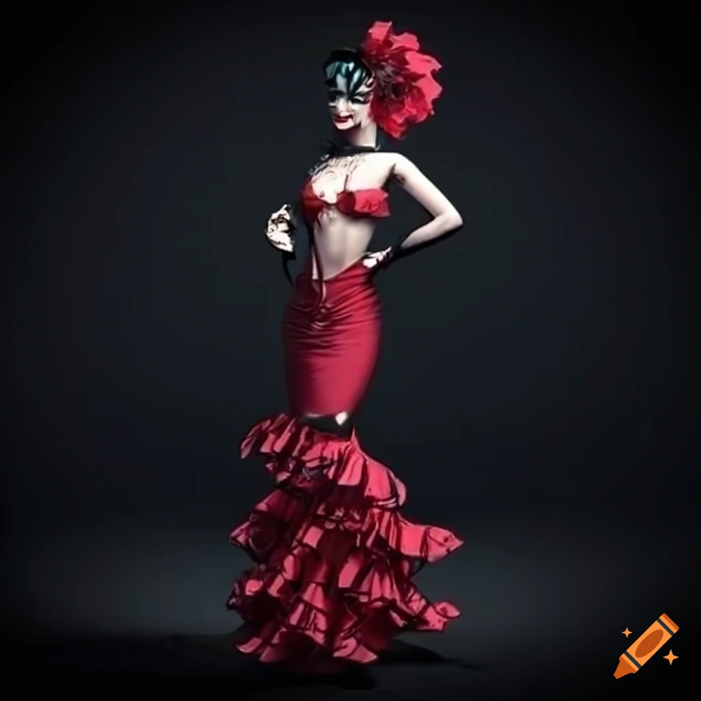 Flamenco punk female character blending fiery passion with rebellious spirit on Craiyon