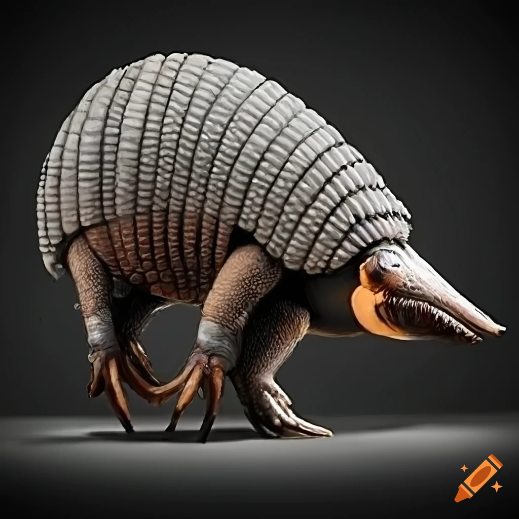 Surreal armadillo and platypus fusion creature with intricate details on Craiyon