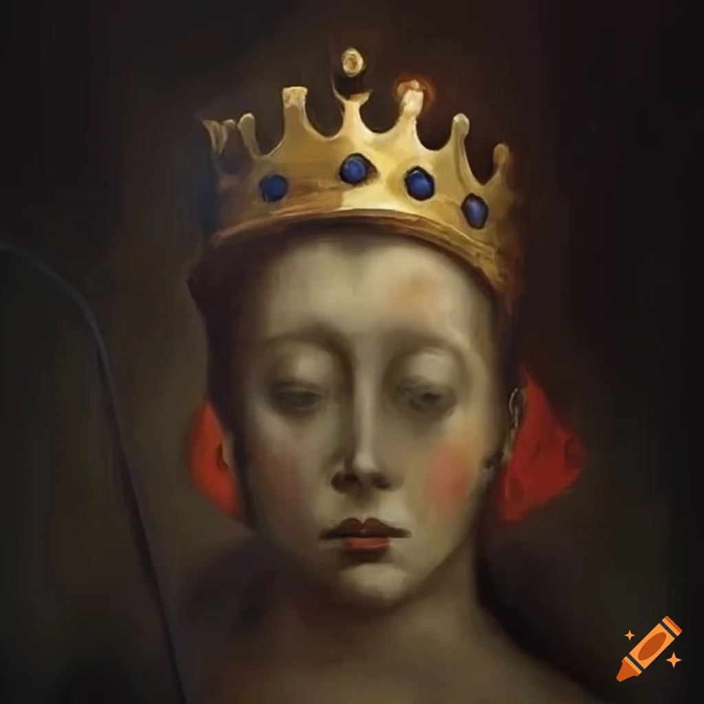 Abstract crown and sword in a medieval painting on Craiyon