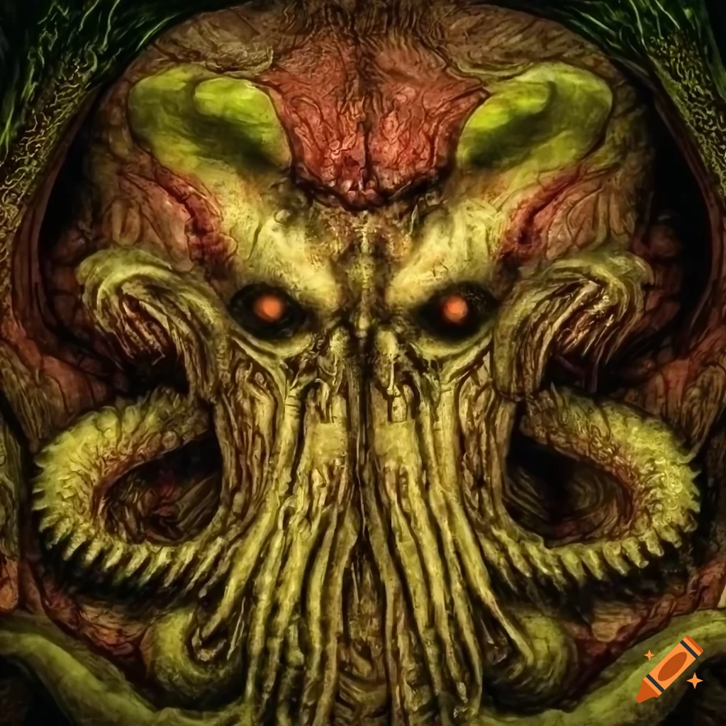 Sinister illustration of the awakening ancient deity Cthulhu on Craiyon