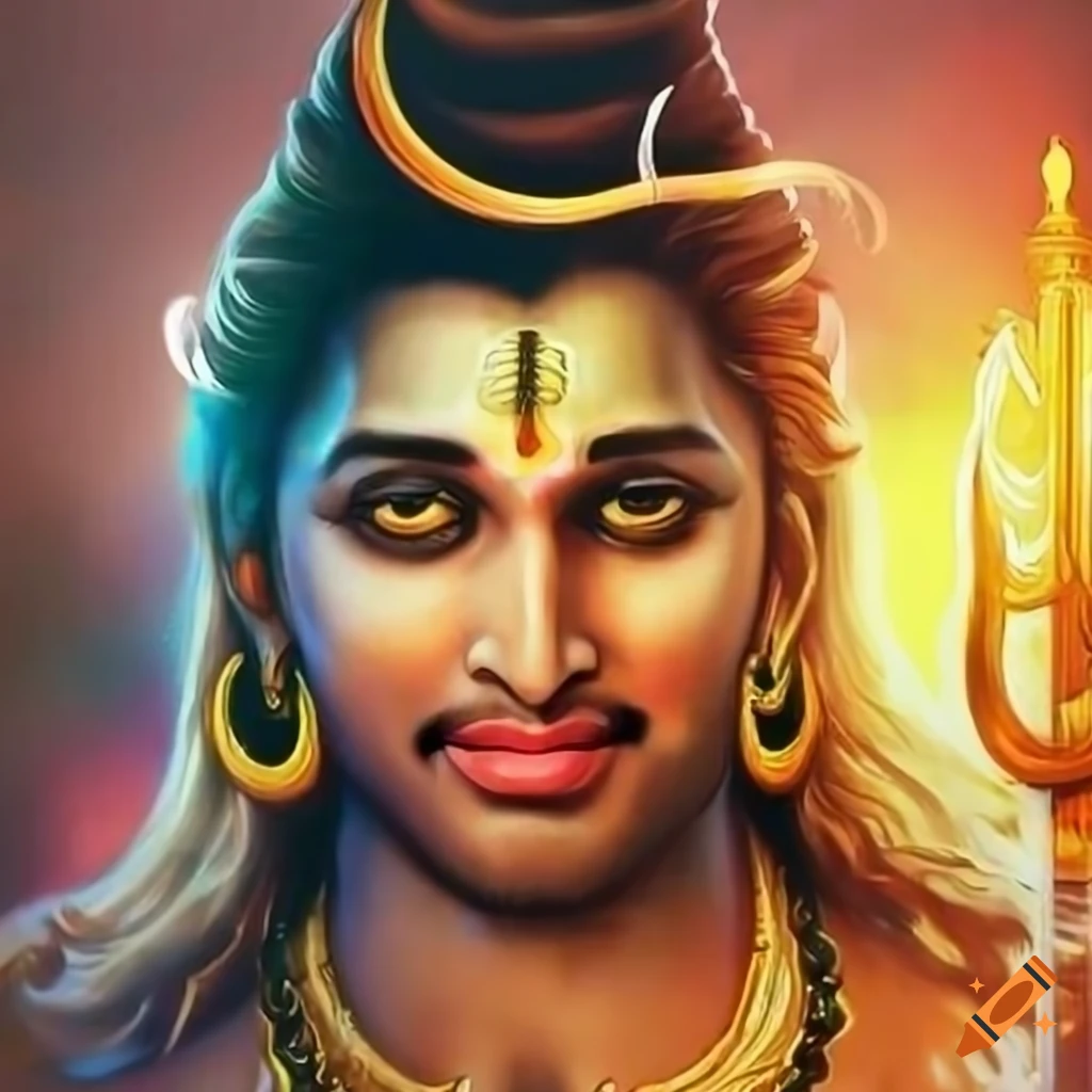 Portrait of allu arjun as lord shiva on Craiyon