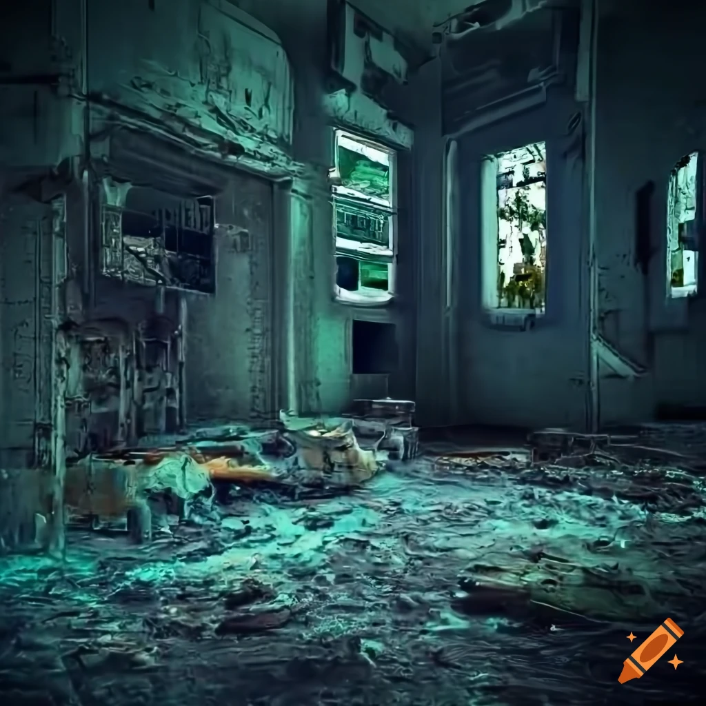 Futuristic post-apocalyptic scene with detailed texturing under a sunny ...